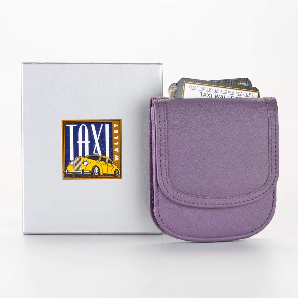 Taxi Wallet. Purple Leather Folding Wallet- Coins, Cards and Bills ...